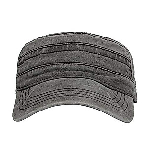 WITHMOONS Cadet Caps Vintage Washed Cotton Army Hat for Unisex KZ40037 (Grey)