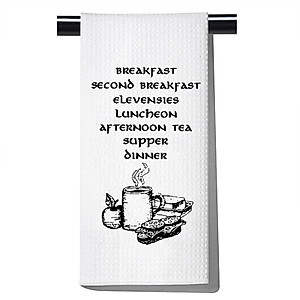 POFULL Second Breakfast Gift Funny Movie Inspired Kitchen Towel Home Decor Hostess Gift (Breakfast Towel)