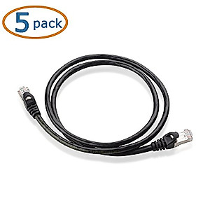 Cable Matters 10Gbps 5-Pack Snagless Short Shielded Cat6A Ethernet Cable 3 ft (SSTP, SFTP Shielded Ethernet Cable, Shielded Cat6 Cable, Cat 6 Shielded Network Cable) in Black