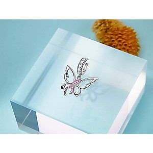 LEECCI Breast Cancer Awareness Charm Butterfly Pink Ribbon Charm for Bracelet 925 Sterling Silver Women's Charm Bead Bracelets with Cubic Zirconia Breast Cancer Survivor Gifts for Women