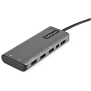 StarTech.com USB C Multiport Adapter - USB-C to HDMI or Mini DisplayPort 4K 60Hz, 100W Power Delivery Pass-Through, 4-Port 10Gbps USB Hub - USB Type-C Mini Dock - w/ 12" Attached Cable (DKT31CMDPHPD)