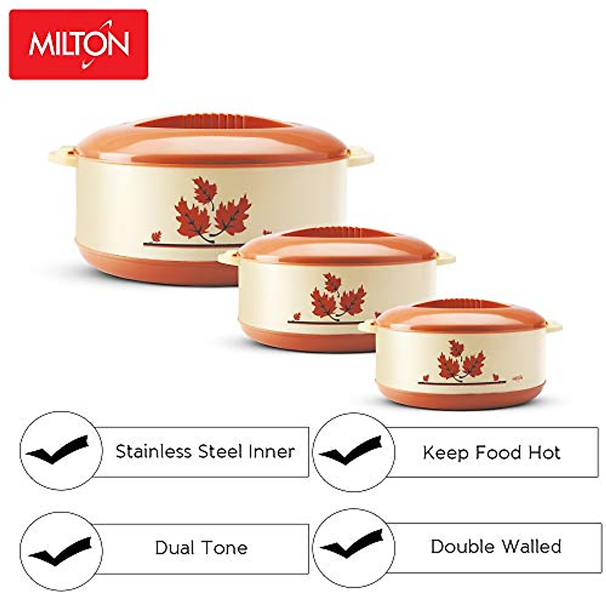 Milton Orchid Insulated Plastic Casserole Gift Set, 3-Pieces, Light Brown