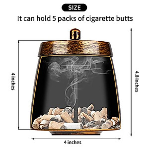 Outdoor Ashtrays for Patio with Lid, Outdoor Ash Tray Sets for Cigarettes Outdoor Stainless Steel Ashtray with Lid for Outside, Ashtray Odorless Windproof Metal Covers Tabletop Iron, Large