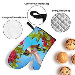 Spring Bird Hummingbird Oven Mitts and Pot Holders Sets 4 Piece Set Heat Resistant Non Slip Oven Mitts for Cooking Baking Grilling