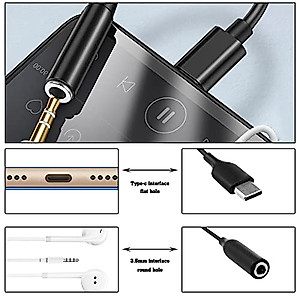 2Pcs USB C to 3.5mm Headphone Jack Adaptor Compatible with Huawei P40/P30/P20 Mate 30/30 Pro/20/20 Pro Compatible with Samsung GA Axy S21/S20/S20+Ultra/S10/S9 Black