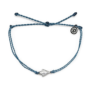 Pura Vida Silver Antique Arrowhead Bracelet - 100% Waterproof, Adjustable Band - Brand Charm, Dusty Blue