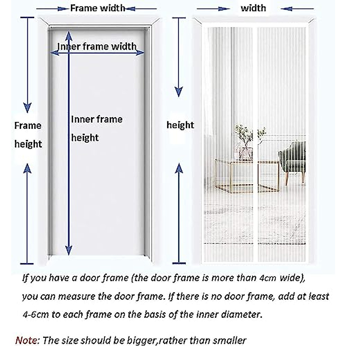 Zipper Screen Door Screen Door Pet Screen Door Zipper Door Door net Bug Screen for Doorway Mosquito Screen (D White,W x L:80x210cm(31×82inch))