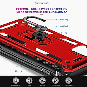 LeYi Compatible with iPhone 11 Pro Phone Case with [2Pack] Tempered Glass Screen Protector, [Military-Grade] Protective Phone Cover Case with Magnetic Ring Kickstand for iPhone 11 Pro 5.8 inch, Red