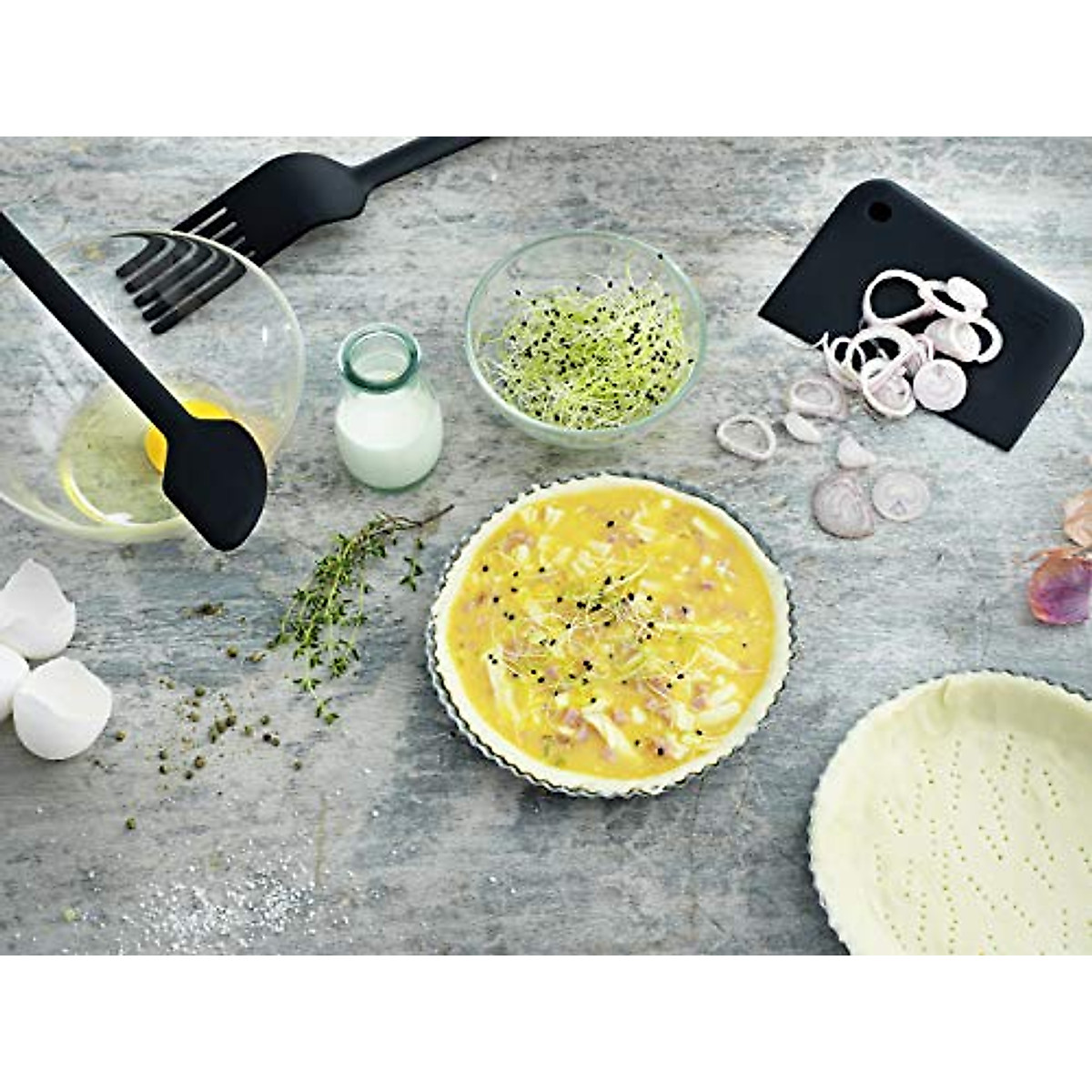 Kuhn Rikon Silicone Whisking Fork with Angled Tips & Flexible Steel Core, Black