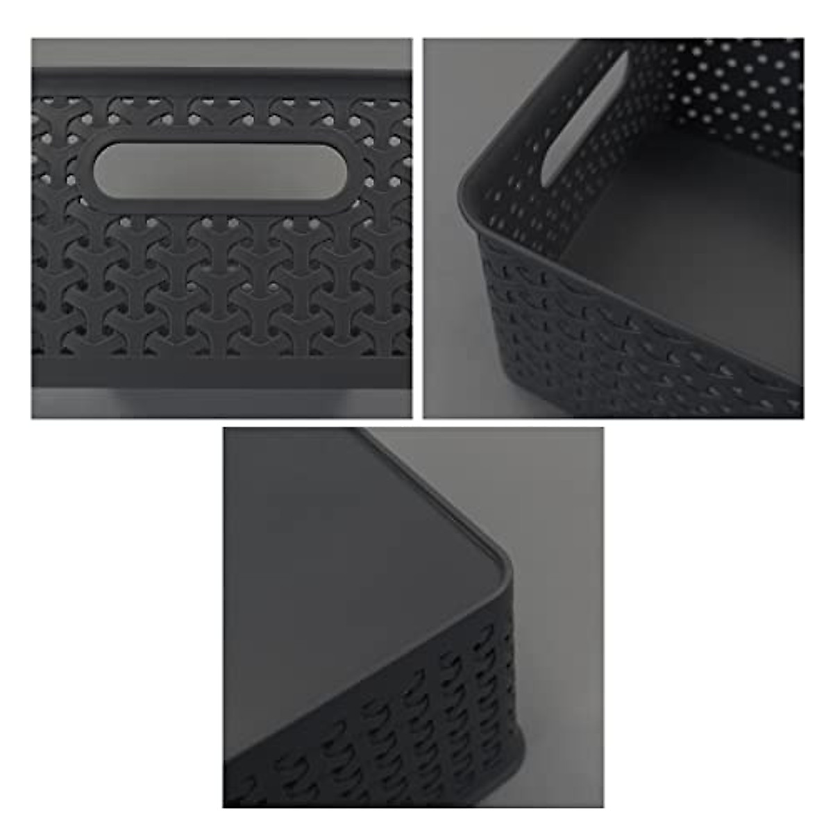 Teyyvn Plastic Storage Basket, 11.6" x 8.9" x 4.7", Pack of 4, Dark Gray