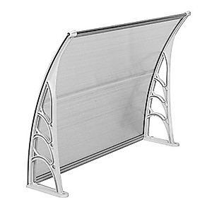 Window Awning 30" x 40", Polycarbonate Cover Front Door Outdoor Patio Awning Canopy UV Rain Snow Protection Hollow Sheet - Transparent Board & White Holder