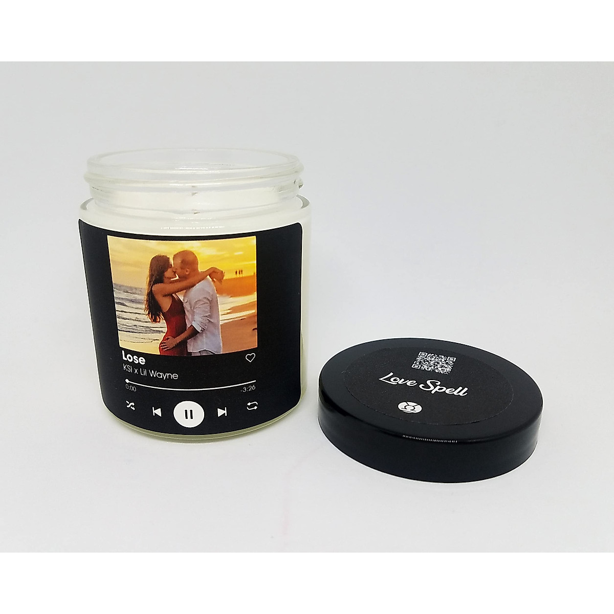 3.5oz./9oz. Custom Song Couples Candle | Personalized Photo Candle, Music Candle