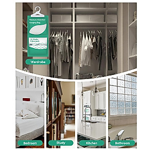 Tvuidgeg Moisture Absorbers Packets, Fragrance Free (12 Pack), Humidity Packs, Hanging Closet Dehumidifier Bags, Moisture Absorb 9.8OZ Hanging Bags for Bedroom, Kitchen, Basement, Storeroom, Study