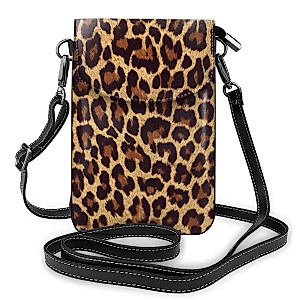 YongColer Fashion Small Cellphone Crossbody Shoulder Bag Leopard Print Cell Phone Purse Wallet Lightweight Roomy Pockets Smartphone Bag For Women Girls Teens
