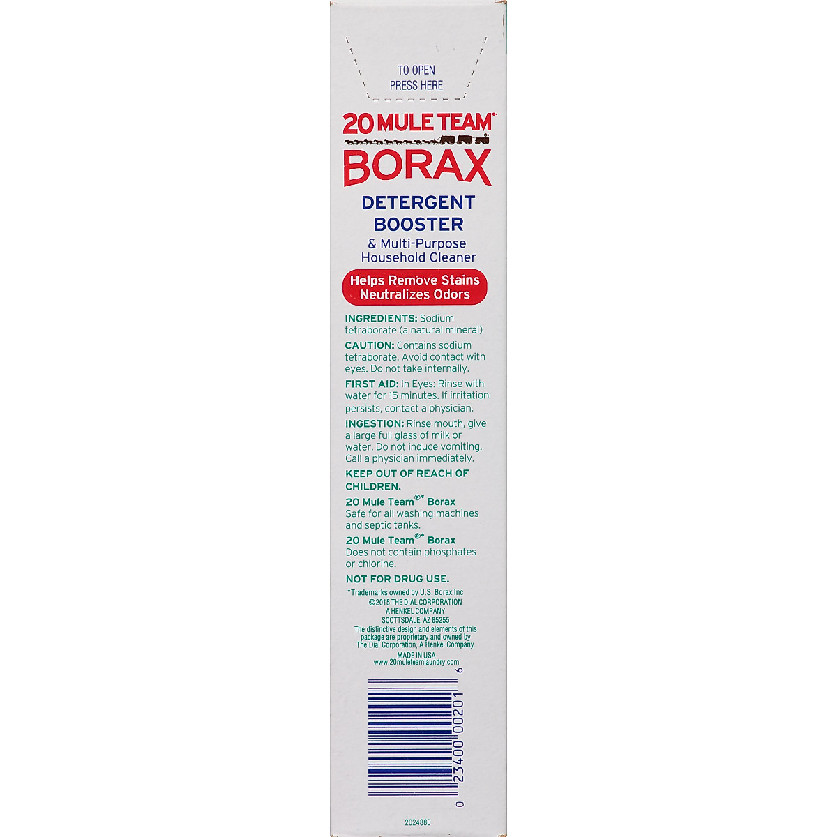 20 Mule Team All Natural Borax Detergent Booster & Multi-Purpose Household Cleaner, 65 Ounce, 4 Count
