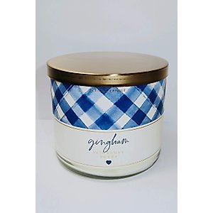 Bath and Body Works NEW Gingham 3 Wick Candle 14.5 oz w Burn Time of 25-45 Hours