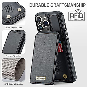 Strapurs iPhone 13 Pro Max Wallet Case with RFID Blocking, Card Holder, Shockproof PU Leather, Vertical Flip Stand, Black