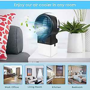 YouGottaIt Portable Air Conditioner, Rechargebable Evaporative Air Cooler with Humidifier, Timing & Oscillation Function, Personal Air Conditioner Fan for Small Room Office Camping Car Bedroom, White