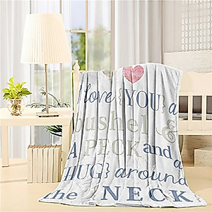 Love Blanket Throws I Love You A Bushel and A Peck and A Hug Around The Neck Blankets, Super Soft Flannel Fleece Throw Blanket Warm Home Chic Throws for Father Bed Sofa and Couch