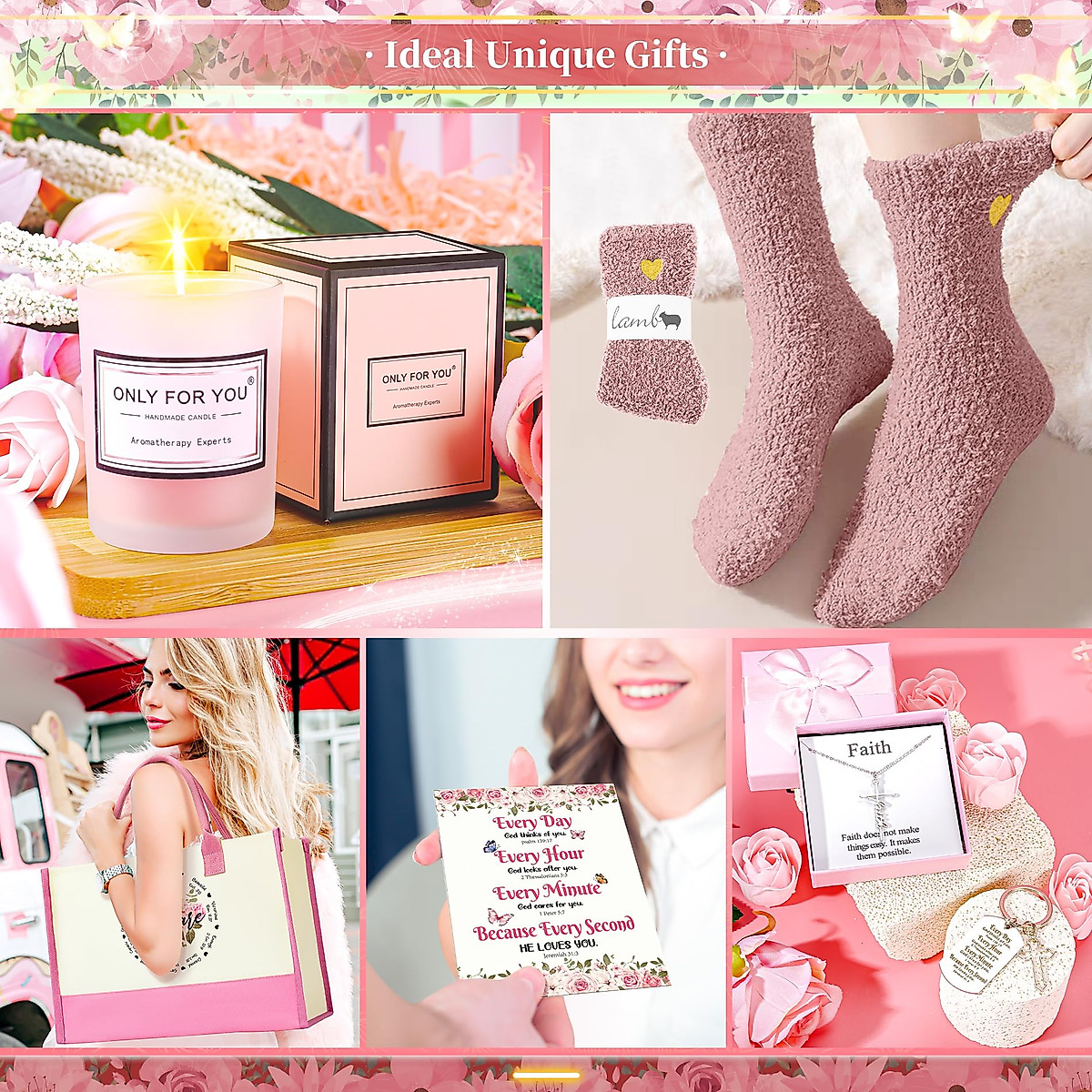 11PCS Christian Gifts for Women Faith, Inspirational Gifts for Women, Pink Birthday Spiritual Religious Basket Set,Self Care Get Well Soon Baskets for Mom,Friends,Wife,Girlfriends