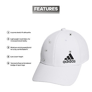 adidas Men's Release 3 Structured Stretch Fit Cap, White/Onix Grey/Black, Large-X-Large