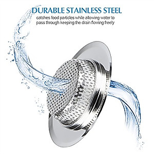 LARNACA 2PCS Kitchen Sink Drain Strainer, Premium Stainless Steel, Large Wide Rim 4.33" Diameter, Simplest of Drain and Strainers