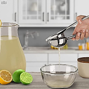 Stainless Steel Lemon Squeezer Manual - Threaded Groove Fresh Lemon Juicer Hand Press Stainless Steel Lemon Squeezer Manual Press Heavy Duty for Restaurant, Kitchen - Ergonomic Handle Lemon Press mubuddy