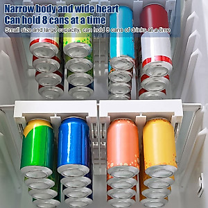 Hanging Soda Can Organizer for Refrigerator, Adjustable Suspended Cans Storage Rack, Stacking Pop Can Dispenser for Fridge, Beer Drink Holder for Fridge Freezer, Beverage & Canned Food Organizers