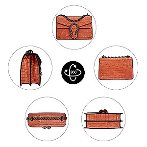 GLOD JORLEE Chain Crossbody Shoulder Bags for Women - Snakeskin Textured Print Leather Satchel Handbags Luxury Evening Clutch Purses (Orange)