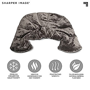 SHARPER IMAGE Warm & Cooling Herbal Aromatherapy Neck & Shoulder Plush Wrap Pad for Soothing Muscle Pain and Tension Relief Therapy, 100% Natural Lavender & Herb Spa Blend, Holiday Gift