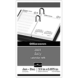 Office Depot® Brand Daily Desk Calendar Refill, 3-1/2" x 6", White, January To December 2023, SP717D50