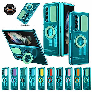 EAXER for Samsung Galaxy Z Fold 3 5G Case with Ring Holder, Slim Kickstand Shockproof Stand Clear Back Case Cover