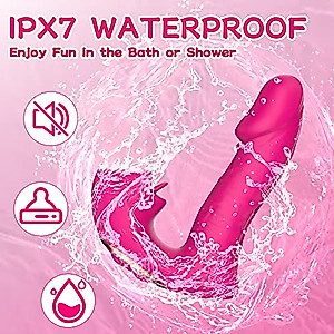 Qiymssy Wearable Panty Butterfly G Spot Vibrator with APP Remote Control 7 Tongue Licking 10 Vibration Modes, Rose Clitoral Dildo Vibrators for Vagina Anal Stimulator, Adult Sex Toys for Women Couples