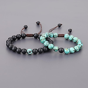 COAI You Complete Me Onyx African turquoise Stone Bracelets for Couples