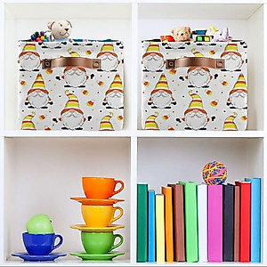 Halloween Fall Gnome Storage Basket Bins Foldable Laundry Hamper Toy Storage Bins Box Organizer for Home Boys Girls Office Closet Shelf Nursery Baskets,1 pcs