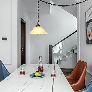 SHENGQINGTOP 12"D Alabaster Glass Domed Shade with 1.65" Opening, Pendant Light Cover, Lighting Fixture Replacement