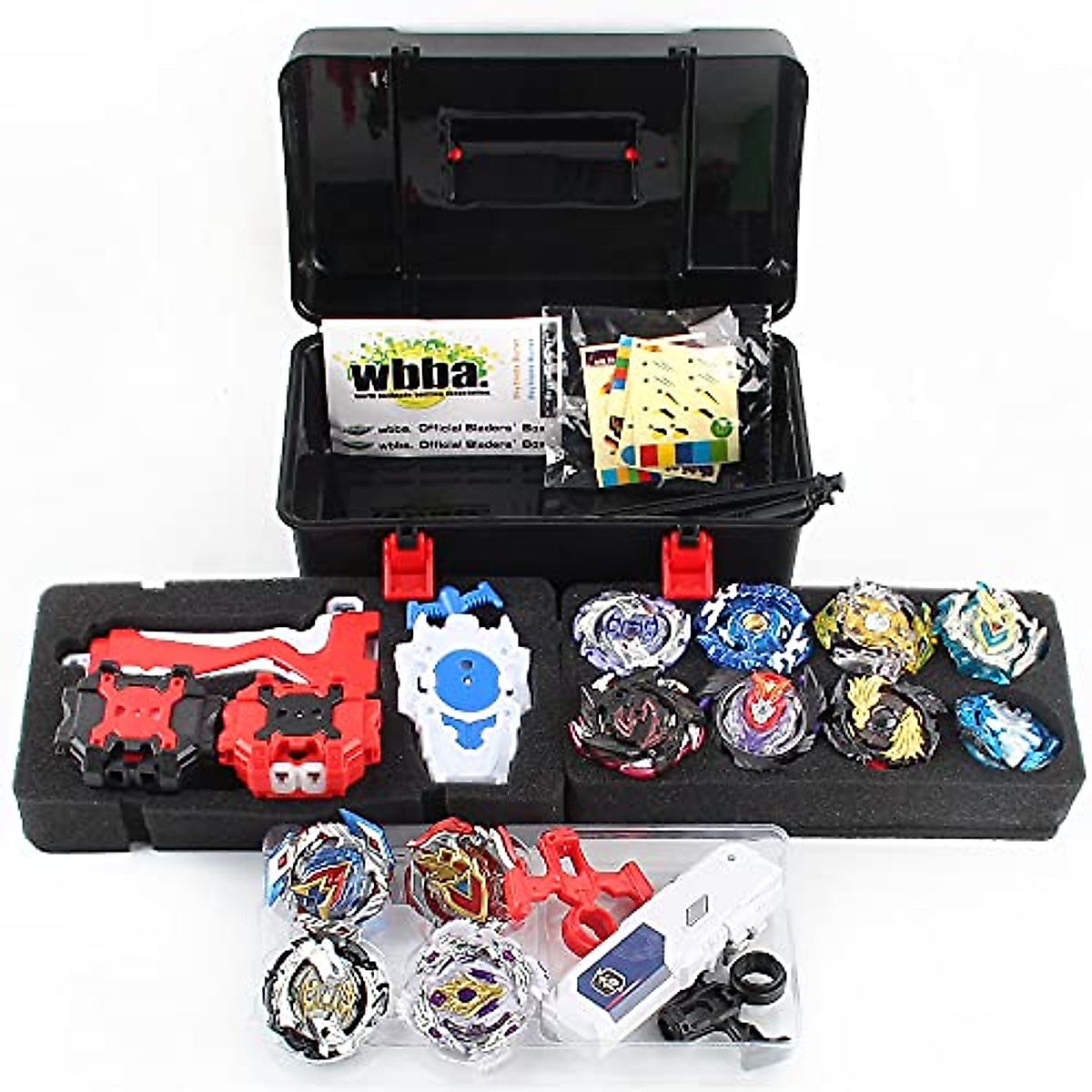 PWTAO Bey Battling Top Burst Launcher Grip Toy Blade Set Game Storage Box 12 Top Burst Gyros 3 Launchers Great Birthday Gift for Boys Children Kids