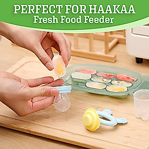 haakaa Silicone Nibble Freezer Tray -Breast Milk Teething Popsicle Mold | Baby Fruit Food Feeder Teether Tray | Ice Cube Maker Serving Plate Stackable Snack Storage Tray - Baby |Toddler- BPA Free