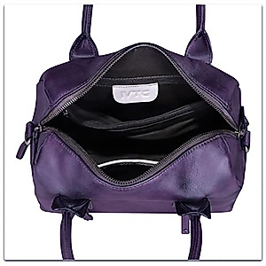 Genuine Leather Handbag for Women Satchel Top Handle Bags Handmade Vintage Crossbody Handbag Purse (Purple)