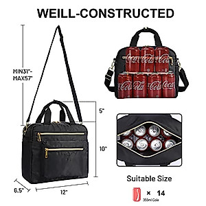 MIER Women's Lunch Totes Stylish Insulated Adult Lunchbox Bag with Shoulder Strap-Resuable Lunch Bag, Multiple Pockets, Black