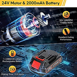 SCHTUMPA 24V 1260-RPM Cordless Grass Shears, 2-in-1 Mini Hedge Trimmer Cordless, Handheld Grass Trimmer Cordless, Electric Bush Trimmer Cordless, 2 Batteries and Charger Included,Yellow