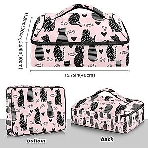 Kcldeci Insulated Thermal Food Carrier Insulated Casserole Carrier for Hot or Cold Food,Black Cats and Hearts Insulated Tote Bag for Potluck Cookouts Parties Picnic,Lasagna Lugger