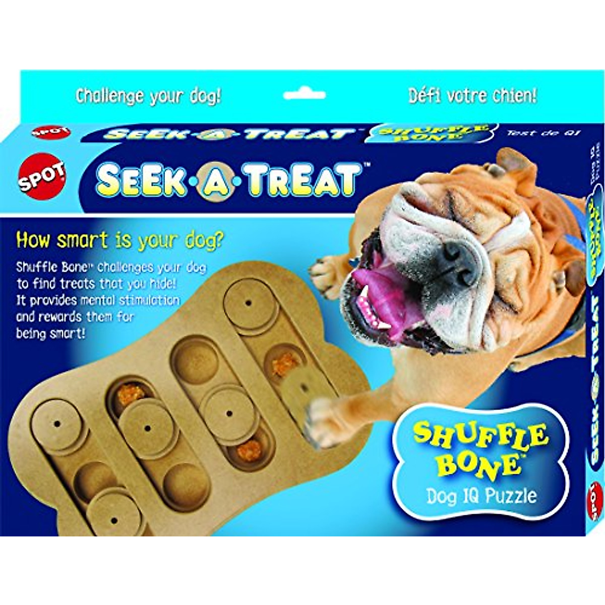 SPOT Ethical Pet Interactive Seek-A-Treat Shuffle Bone Toy Puzzle That Will Improve Your Dog's IQ, Specially Designed for Training Treats