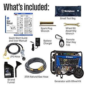 Westinghouse Outdoor Power Equipment 14500 Peak Watt Tri-Fuel Home Backup Portable Generator, Remote Electric Start, Transfer Switch Ready, Gas, Propane, and Natural Gas Powered