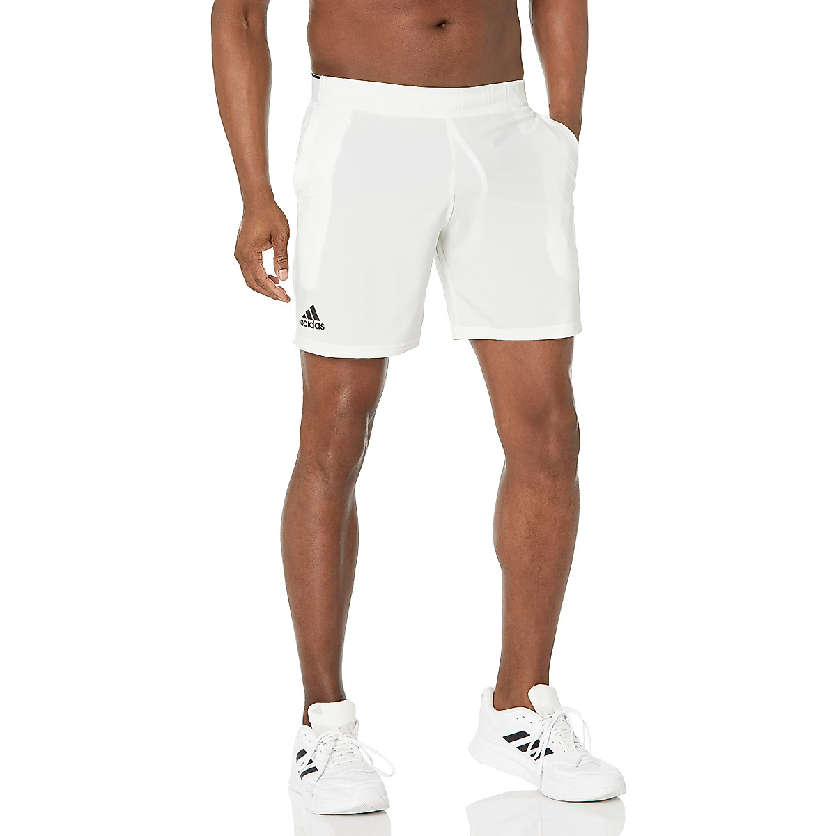 adidas Men's Club Stretch-Woven Tennis Shorts, White/Black, Small
