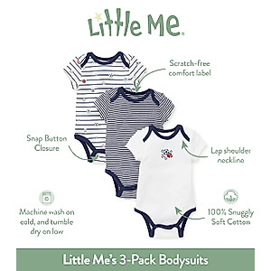 Little Me Baby Puppy Toile 3 Pack Bodysuit, White/Multi, 3 Months