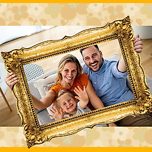 Beeveer Upgraded 32 x 24 Inch Large Photo Booth Props Picture Frame Vintage Photo Frame Friends Selfie Props for Wedding Mexico Birthday Bachelorette Party Supplies(Gold Style)