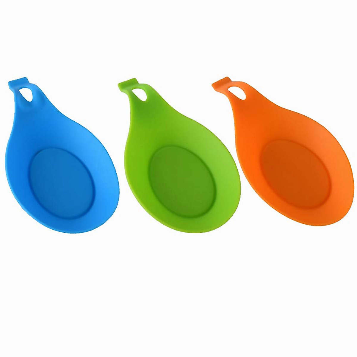 Kitchen Silicone Spoon Rest, 3 Pack Flexible Almond-Shaped Spoon Ladle Holder, Silicone Cooking Utensil Rest
