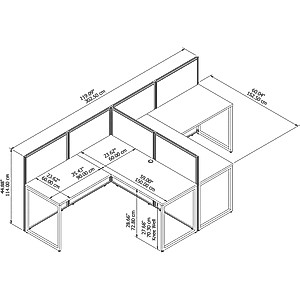 Bush Business Furniture Double Cubicle Desk with Privacy Panels | Easy Office Collection Two Person L Shaped Table | 60Dx120Wx45H
