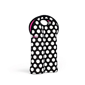 BUILT 2-Bottle Stain Resistant Neoprene Wine/Water Bottle Tote Big Dot Black & White 2B-BBW